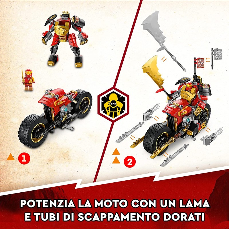 LEGO NINJAGO 71783 Mech Rider di Kai EVOLUTION Moto Ninja Potenziabile ...