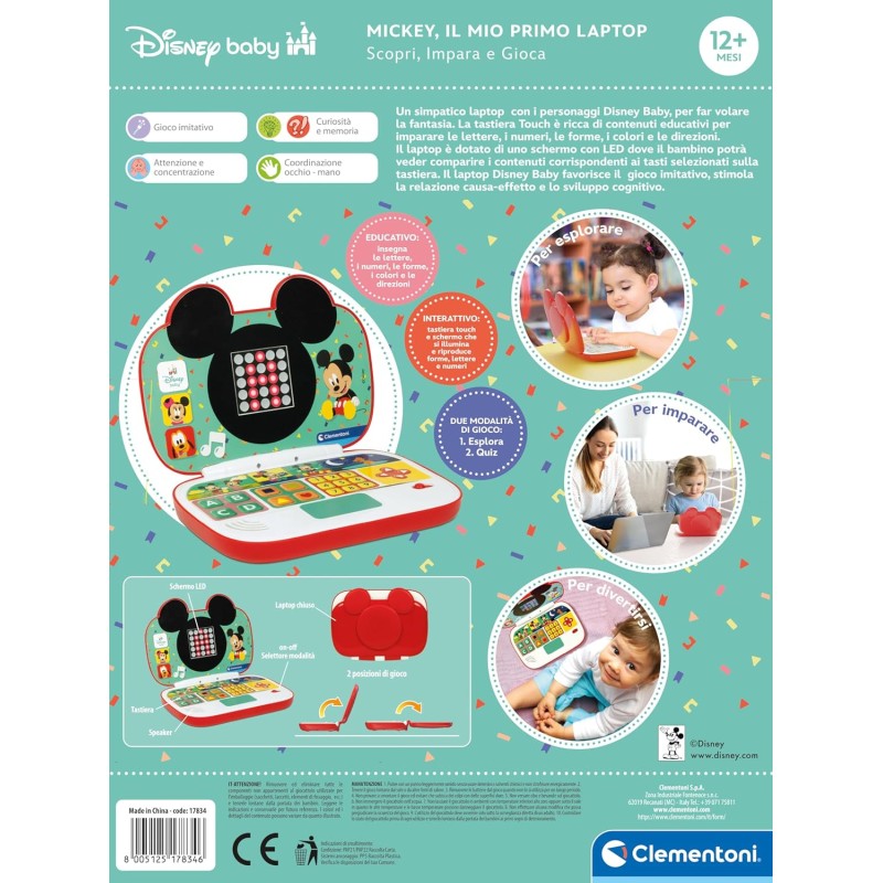 Clementoni 17834 Disney Baby Mickey Il Mio Primo Laptop Computer ...