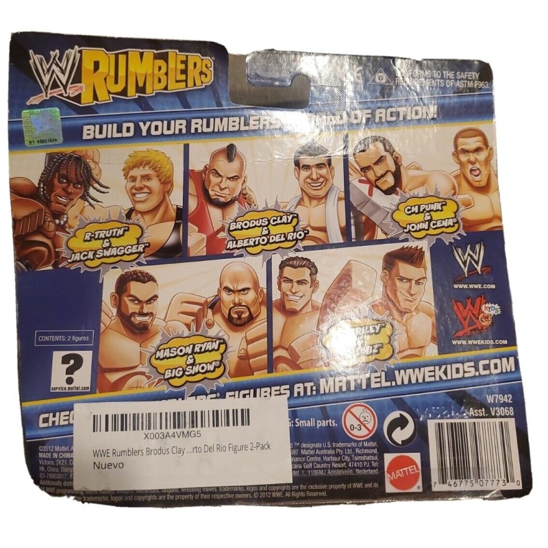 Mattel W7942 WWE Rumblers Brodus Clay & Alberto Del Rio WWF Figure Set ...