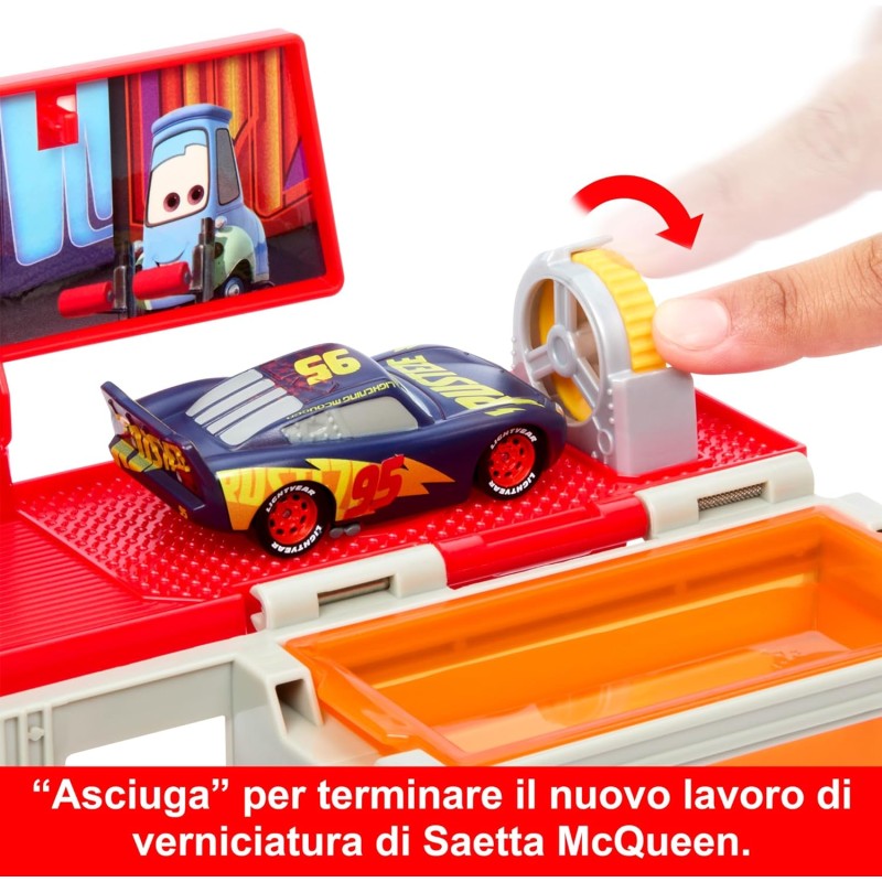 Mattel HPD82 CARS Mack Officina Cambia Colore con truck e Saetta ...