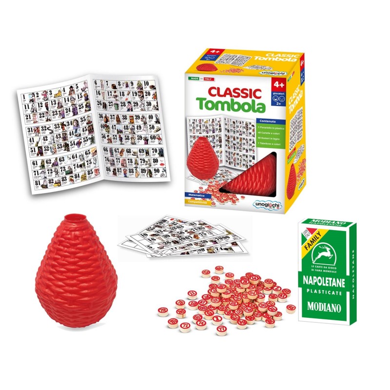 Tombola CLASSICA Napoletana con Panariello in PLASTICA numeri in legno ...