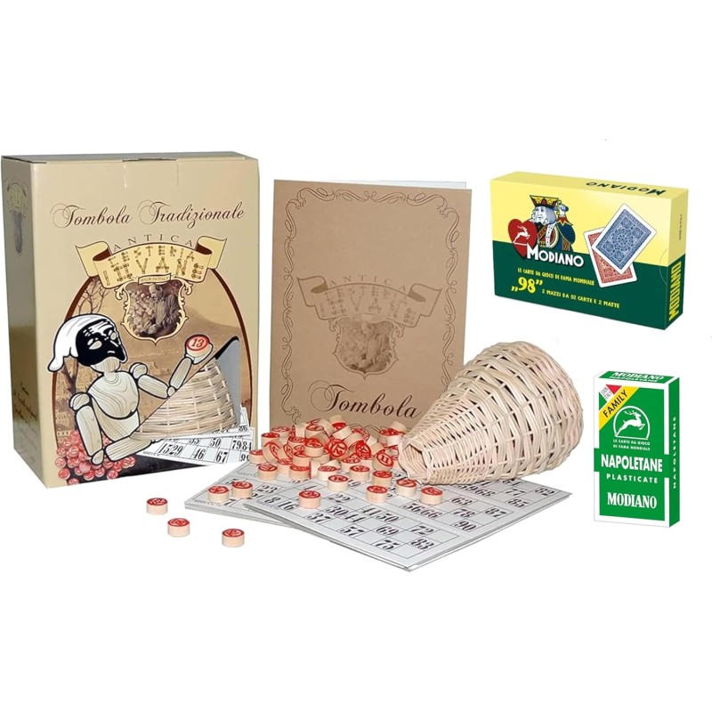 Tombola Tradizionale Napoletana con numeri in legno Panariello in ...