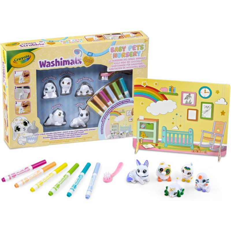 CRAYOLA ‎74-7516 Washimals Pets Baby Pets Nursery Set con 5 Cuccioli 6 ...