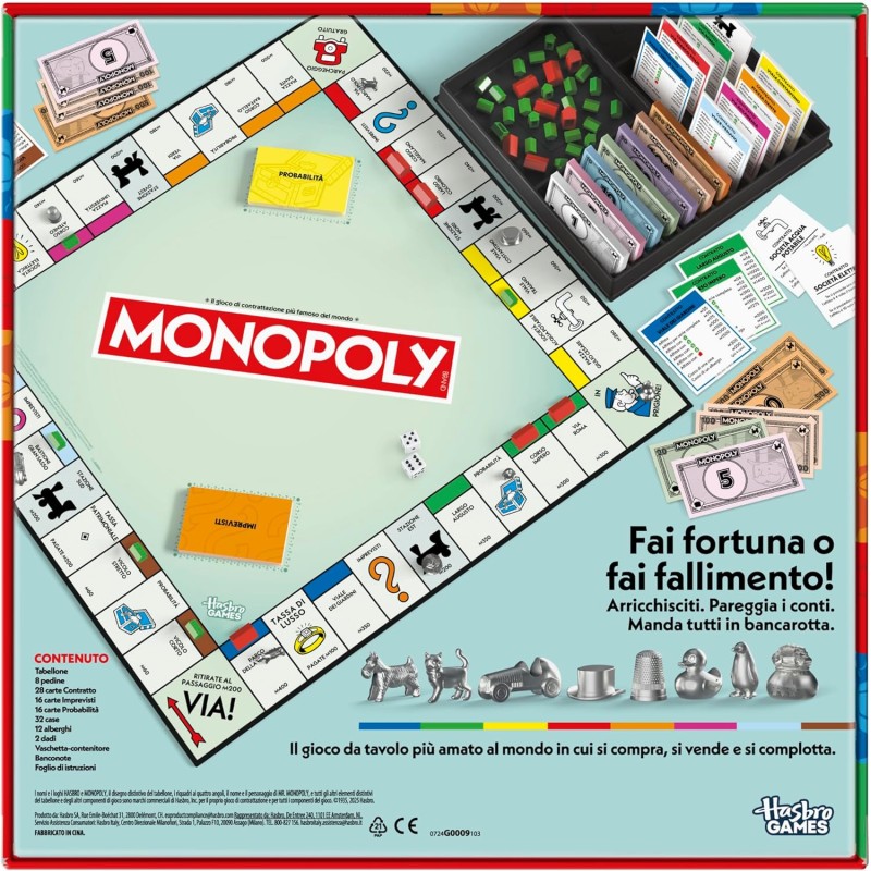 Monopoly Gioco classico da tavolo con vaschetta-contenitore e pedine ...
