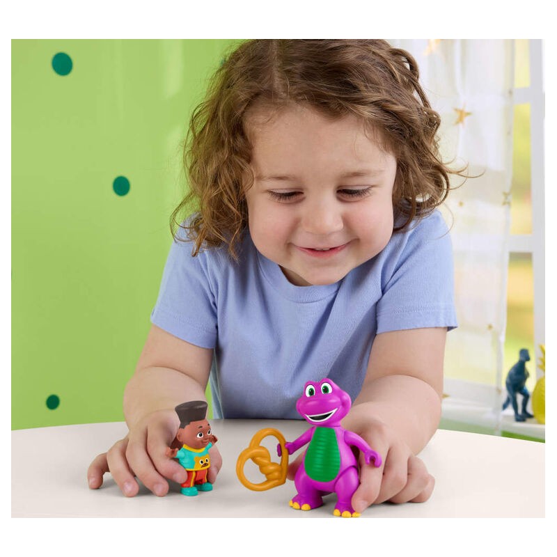 Mattel HYG97 Barney's World - Barney alto 8cm e David con accessori